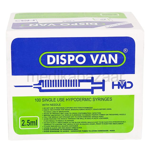 Dispovan 2.5 ml Medical Syringe With Needle, 2.5 ml Syringe, 2.5ml ...