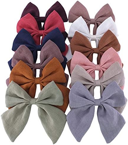 Amazon.com: Original Linen Bow Hair Clips Girls Women Large Sailor Bows ...