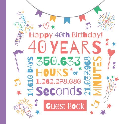 Happy 40th Birthday - Guest Book: Great for 40th Birthday Party ...