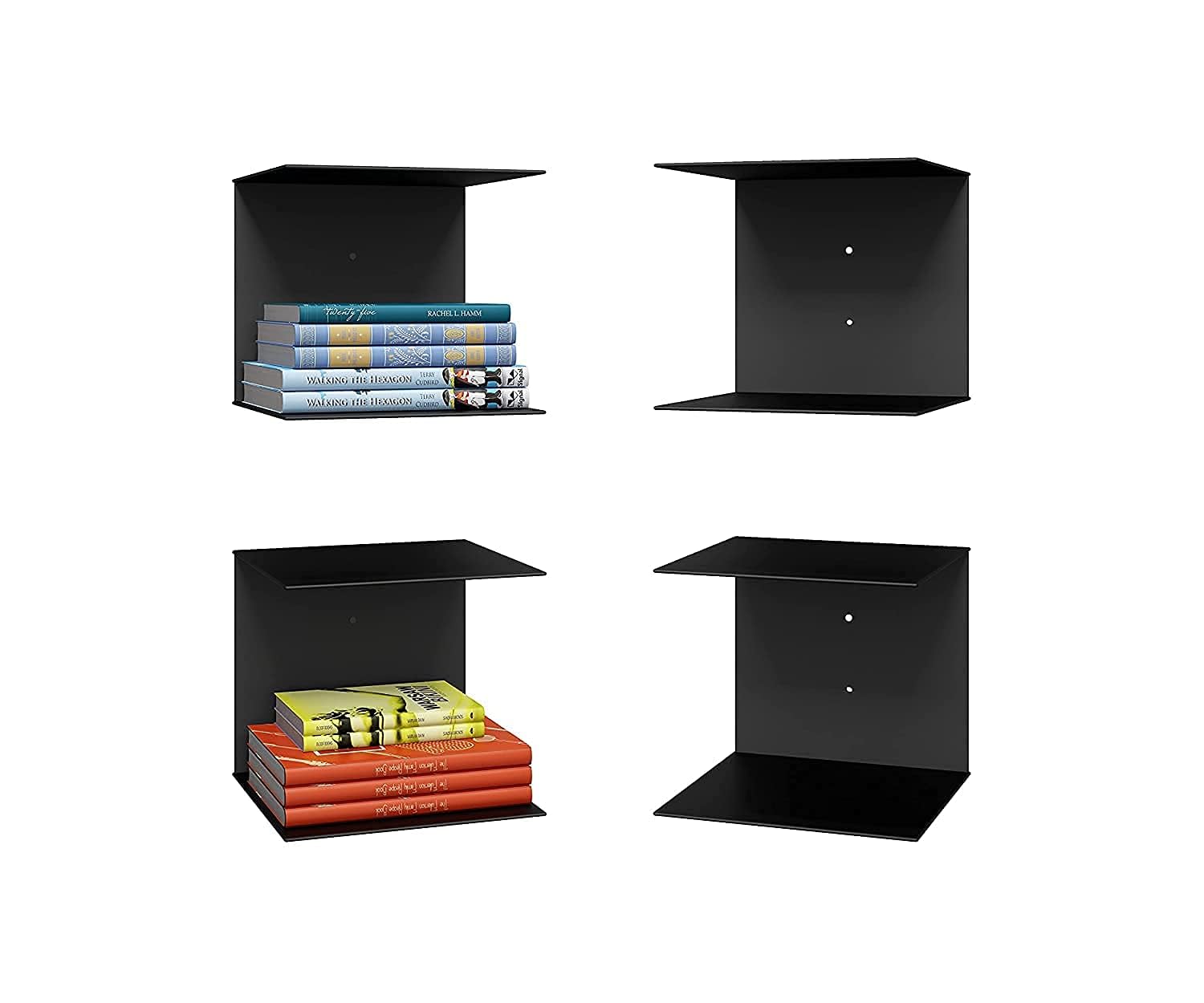 HIKER Metal Book Shelves Wall Mounted Floating Shelves (2 Pcs) : Amazon ...
