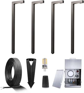 Gardenreet 12V Brass Landscape Path Lighting Kit (4 Pack Path Lights ...