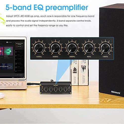 Douk Audio EQ5 Mini 5-Band EQ Preamp Stereo Analog Equalizer Portable ...