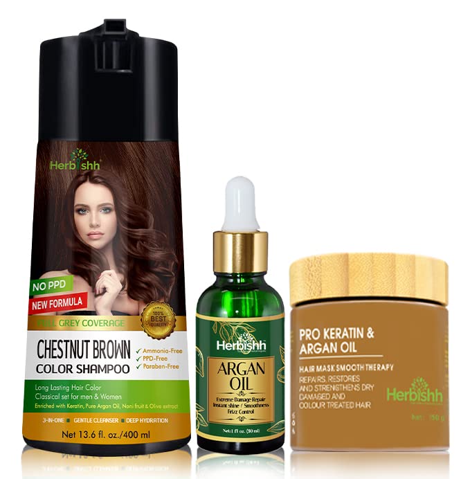 Amazon.com : Herbishh C3 Combo(Color + Repair +Condition) with Hair ...