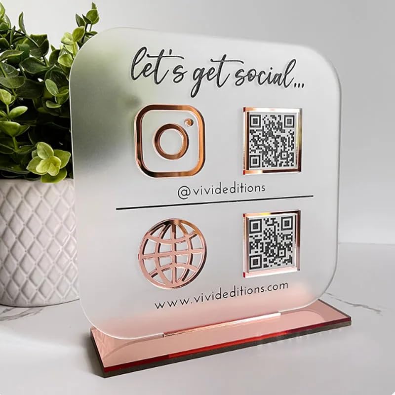 Amazon.com: Custom Sannable QR Code Acrylic Display Sign, Business Sign ...