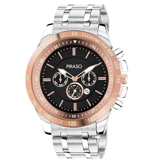 Buy PIRASO Chrono Working Stunning Black Dial with Date and Copper ...