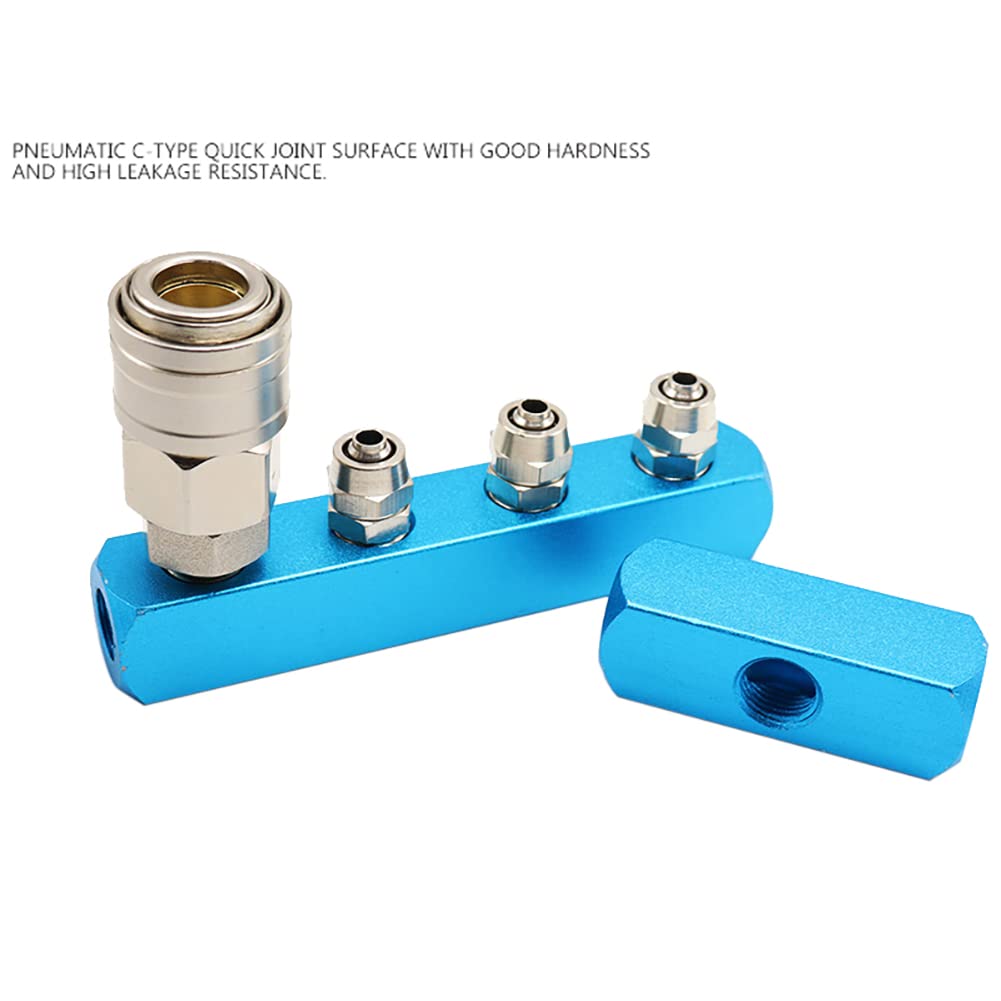 Snapklik.com : 1/4" 4-Way 7 Ports Air Mainfold Aluminum Pneumatic Air ...