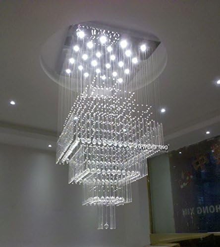 7PM W31.5 x H63 Inches Modern Contemporary Crystal Chandelier Luxury ...