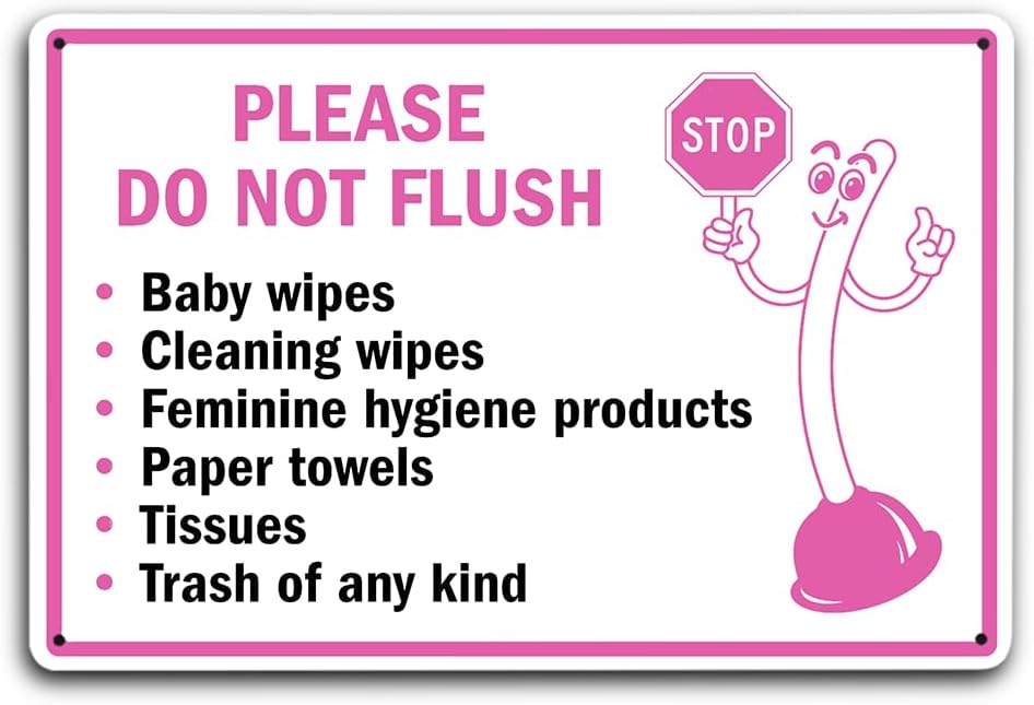 Amazon.com: Restroom Reminder Metal Sign 12x8" Playful Toilet Mascot ...