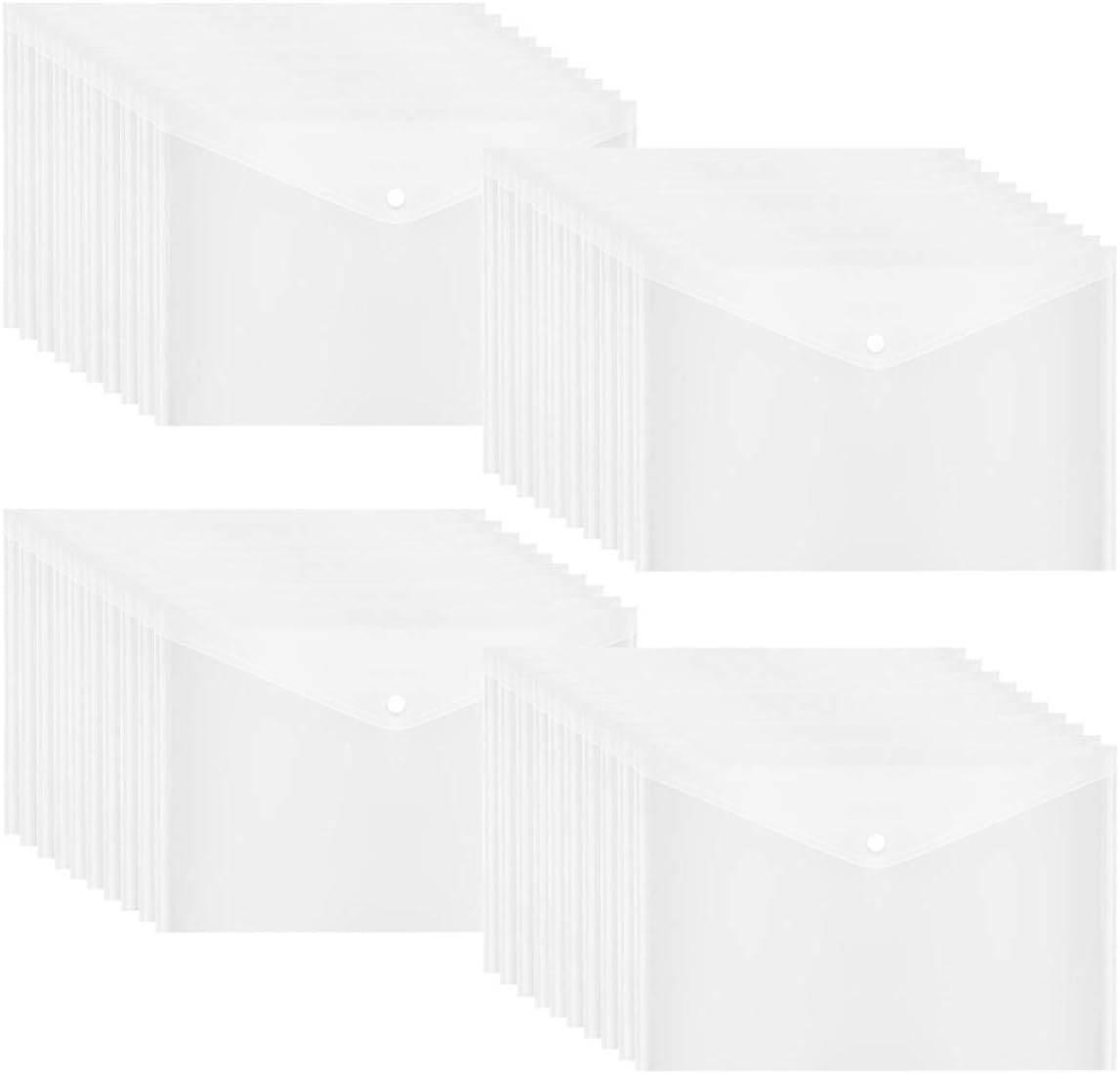 Amazon.com : 40pcs Plastic Envelopes with Button Snap Closure, Clear ...