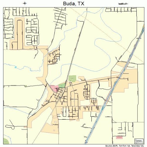 Amazon.com: Large Street & Road Map of Buda, Texas TX - Printed poster ...