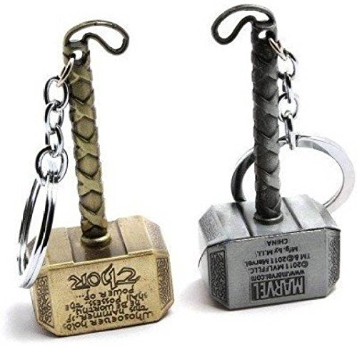 Thor Gold+Silver Hammer Keychain, Thor Ragnarok Marvel Keychain|Pack of ...
