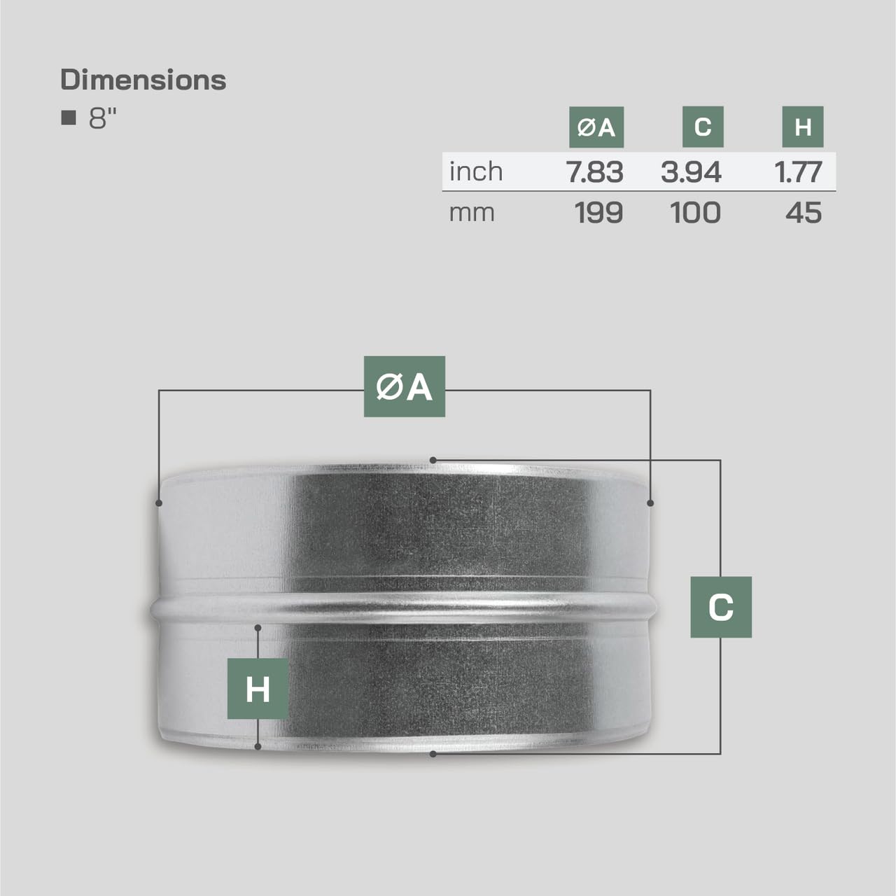 Snapklik.com : 8 Inch Galvanized Steel Duct Connector - Round ...