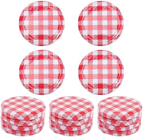 Kichvoe 40pcs Gingham Jam Jar Lids Regular Mouth Canning Jars Caps ...