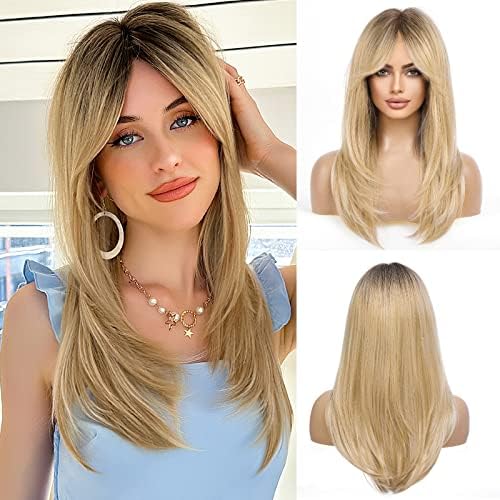 Amazon.com : HAIRCUBE Long Blonde Wigs for Women, Lace Layered ...