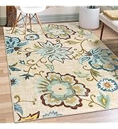 Amazon.com: Beeiva Floral Washable Runner Rugs, Ultra Thin 2x8 Blue ...