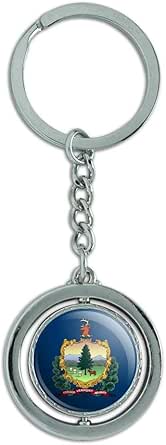 Amazon.com: GRAPHICS & MORE Vermont State Flag Keychain Spinning Round ...