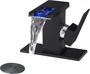 LOOPAN LED Bathroom Sink Faucet 1 Hole Waterfall Spout 3 Colors ...