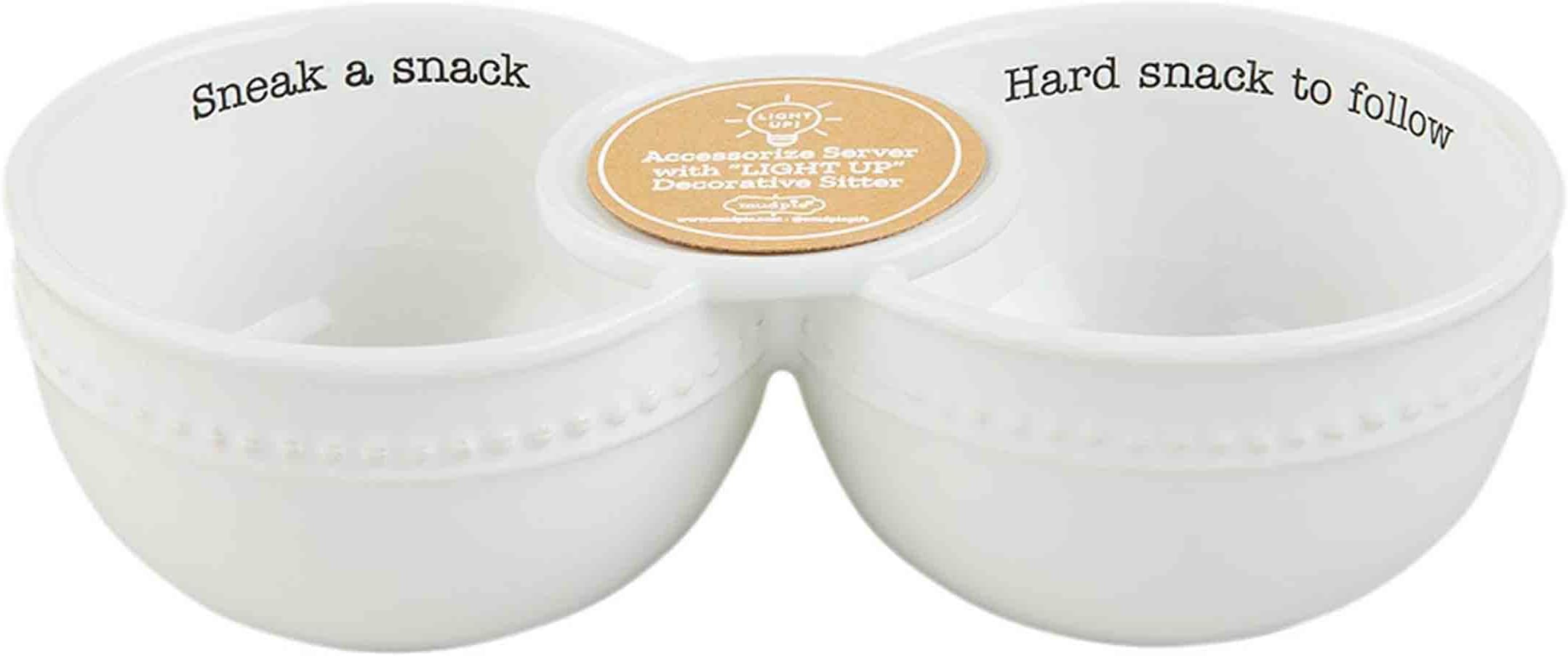 Amazon.com: Mud Pie Circa Double Dip Bowl, White, 4 1/2" x 2 1/2 ...