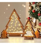 Amazon.com: Wooden Triangle Christmas Tree with Lights - 4 Pcs Mini ...
