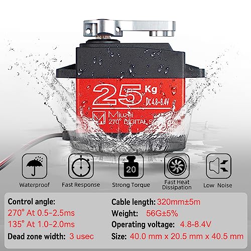 Snapklik.com : 25KG High Torque RC Servo, Miuzei Waterproof Servo Motor ...