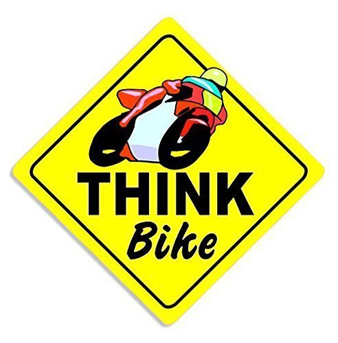 Think Bike - Car Sticker Sign - Motorcycle Motorbike Safety Self ...