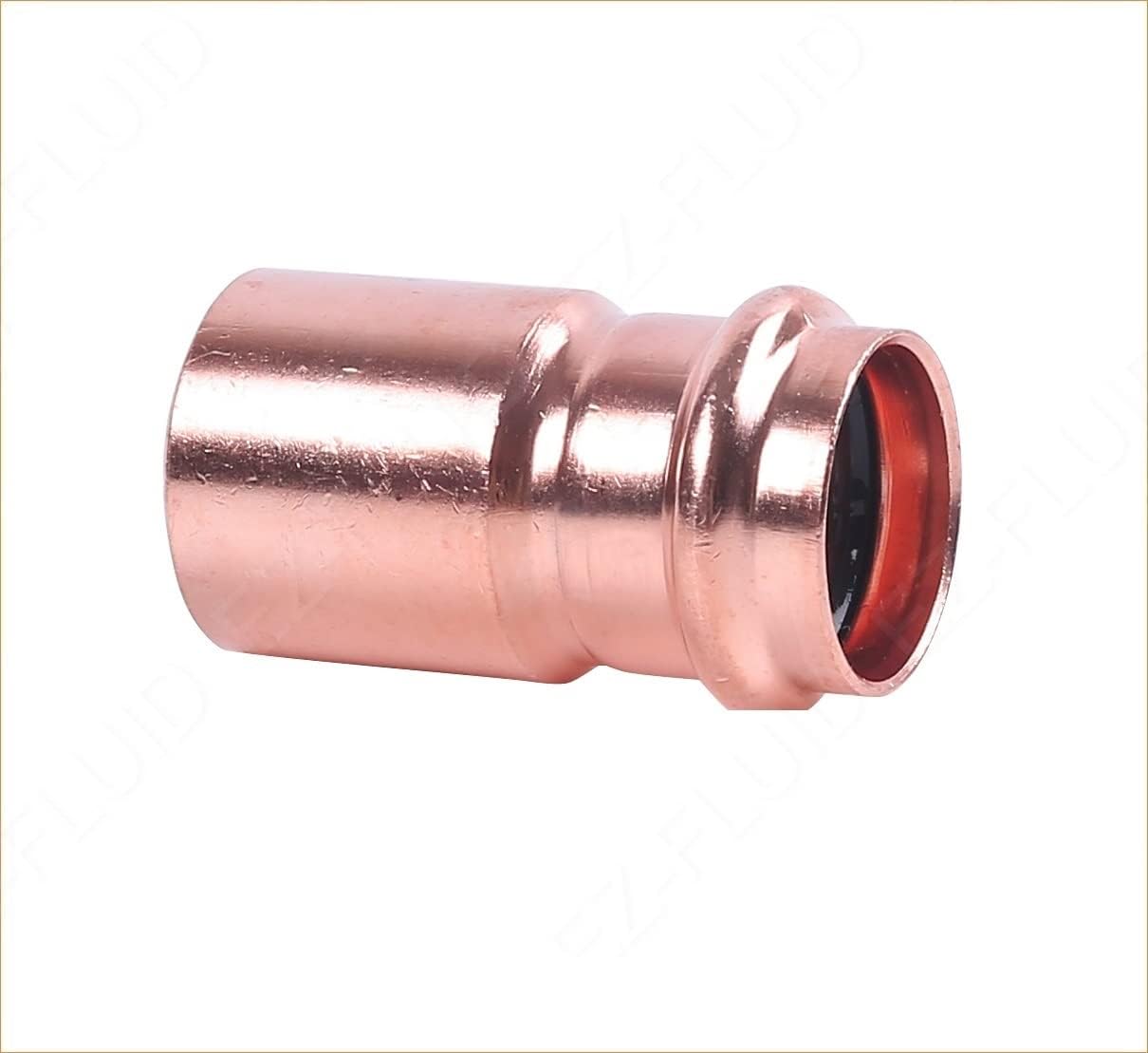 (4Pcs) EZ-FLUID 3/4" x 1/2" Copper Press Bushing Reducer Coupling FTG x ...