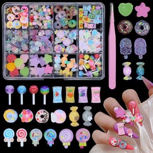 Amazon.com: 3D Bear Candy Nail Charms, Color Shiny Bear Mix Pink Blue ...