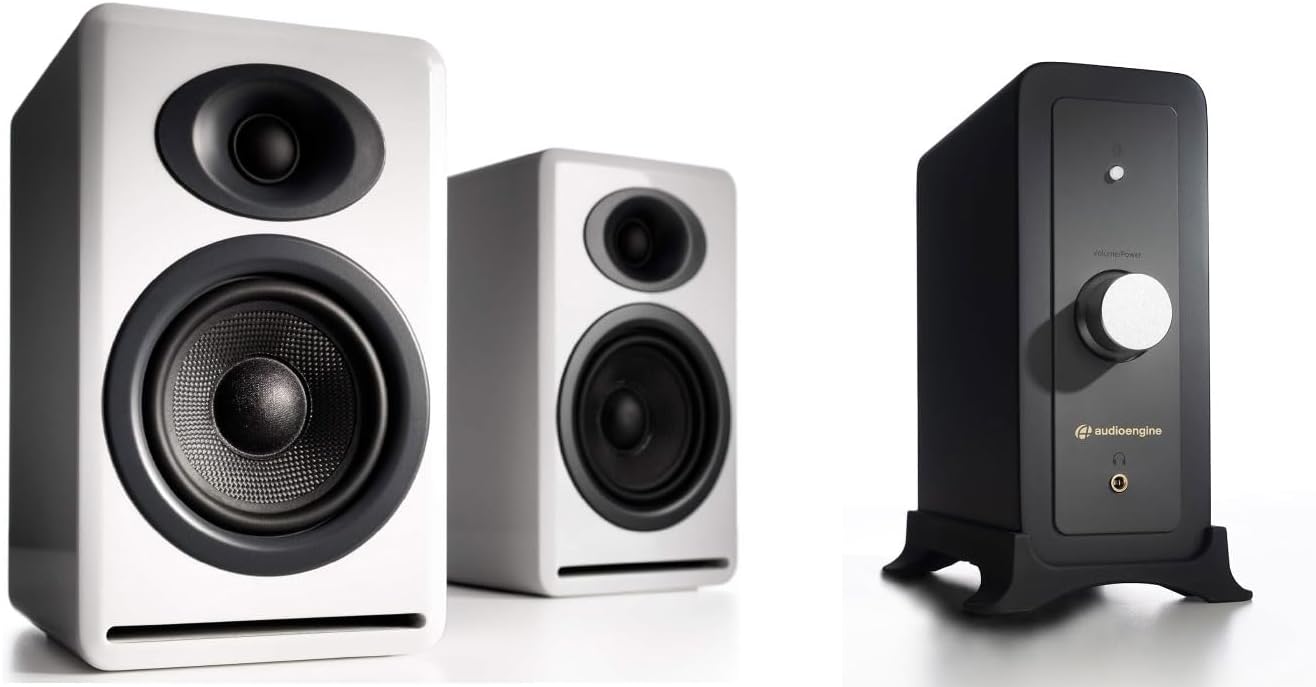 Amazon.com: Audioengine P4 White Passive Bookshelf Speakers with N22 ...