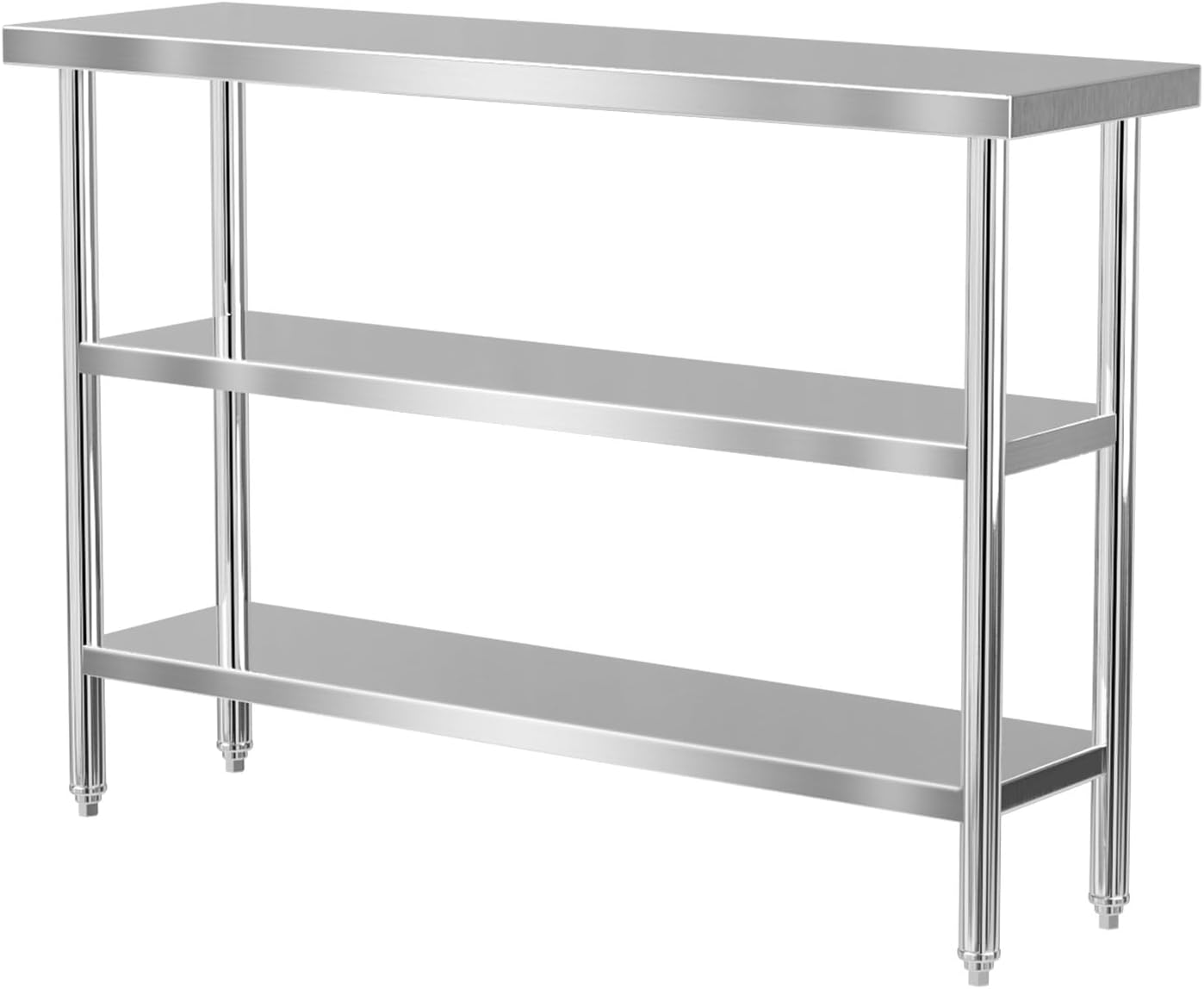 ROVSUN Stainless Steel Table with 2 Shelves 48x14 Inches, NSF ...