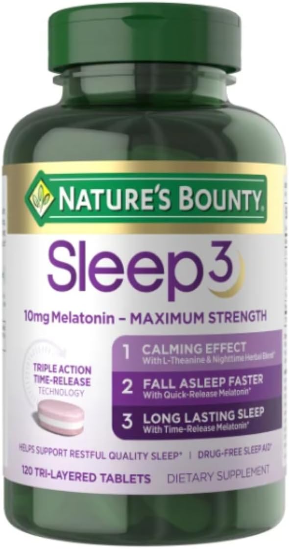 Amazon.com: Natures Bounty Sleep 3 – 10mg Melatonin , Triple Action ...