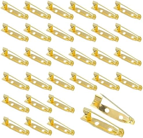 50PCS Brooch Pins, 25mm Secure Back Clasp with Back Bar Fastener Gold ...