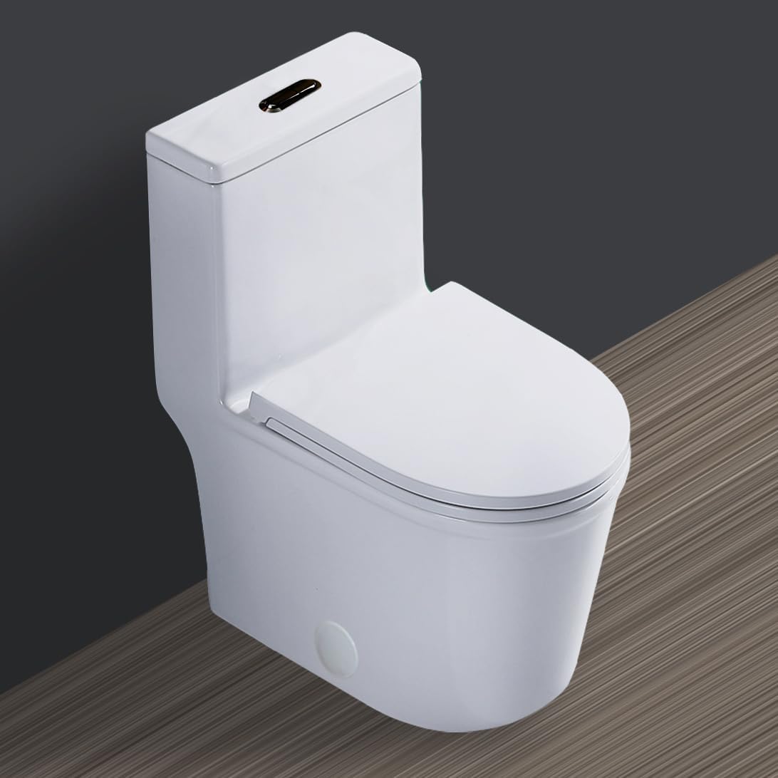WinZo Small One Piece Toilet 23" Depth Modern Compact Short Design with ...