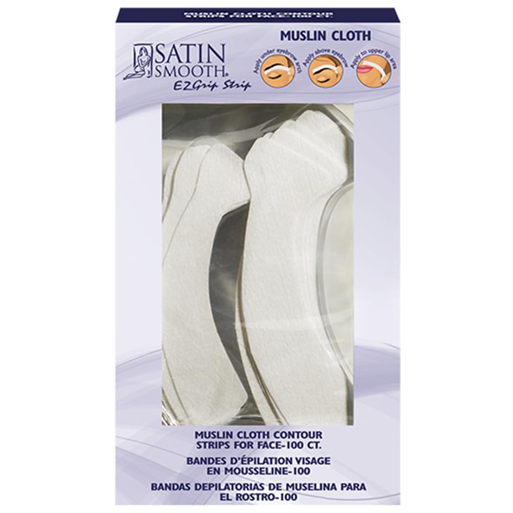 Amazon.com : Satin Smooth Natural Muslin EZ Grip™ Wax Strips for Face ...