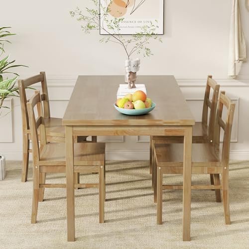 Amazon.com - Giantex 48" L Wooden Dining Table Set for 4, 5PCS ...