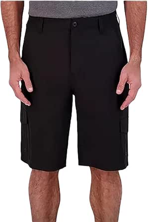 Iron Clothing Men's Flex Waistband Cargo Shorts, Black, Stretch Hybrid ...