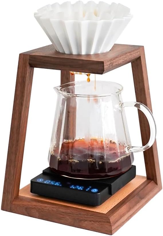 Amazon.com | Hario V60 Olive Wood Pour Over Stand Set: Coffee Serving Sets