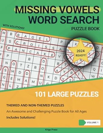 Amazon.com: Missing Vowels Word Search Puzzle Book for all Ages: 100 ...