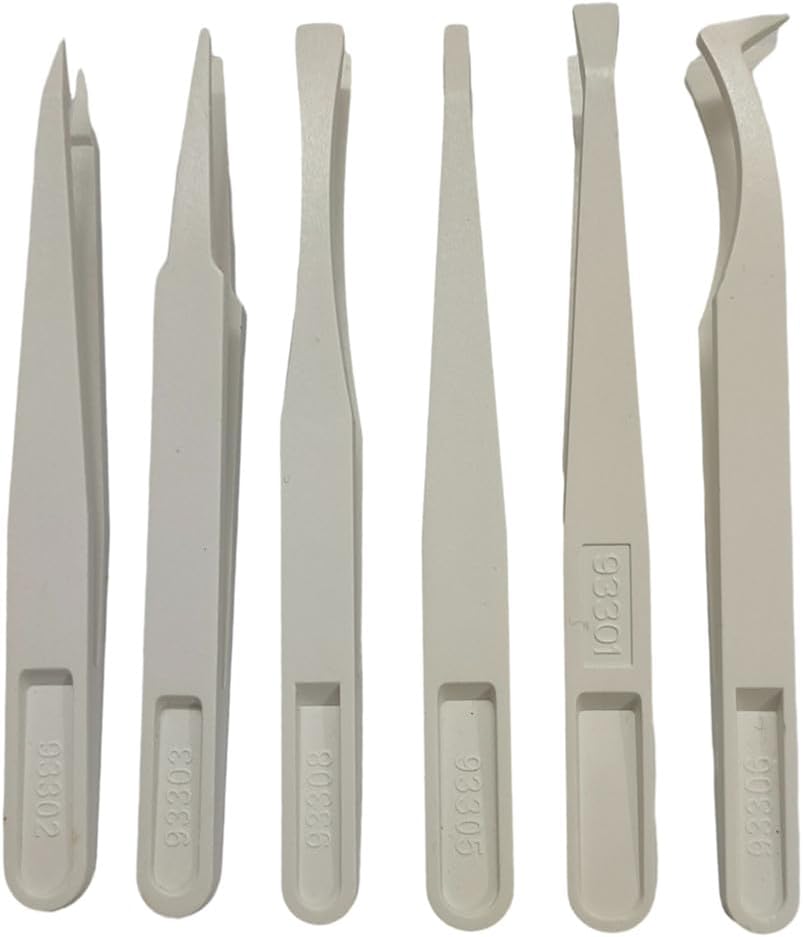 Amazon.com: bnafes 6Pcs Plastic Anti-static Tweezers, Precision Slant ...