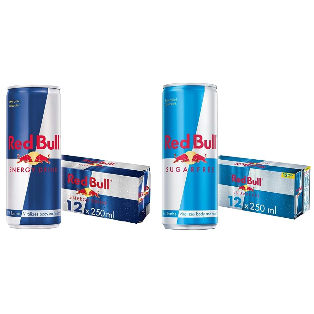 Red Bull Energy Drink 250ml x12, Red Bull Energy Drink Sugar Free 250ml ...