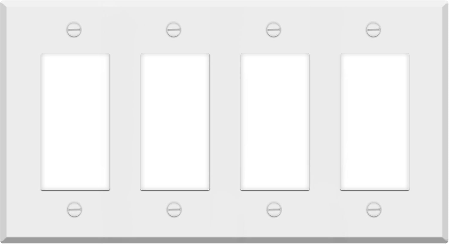 4-Gang Rocker Switch Cover, Decorator Light Switch or Receptacle Outlet ...