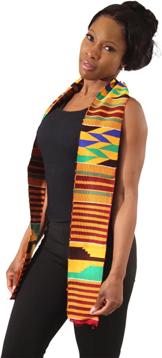 Amazon.com: Traditional African Kente Stole, Kente Scarf, Handwoven ...