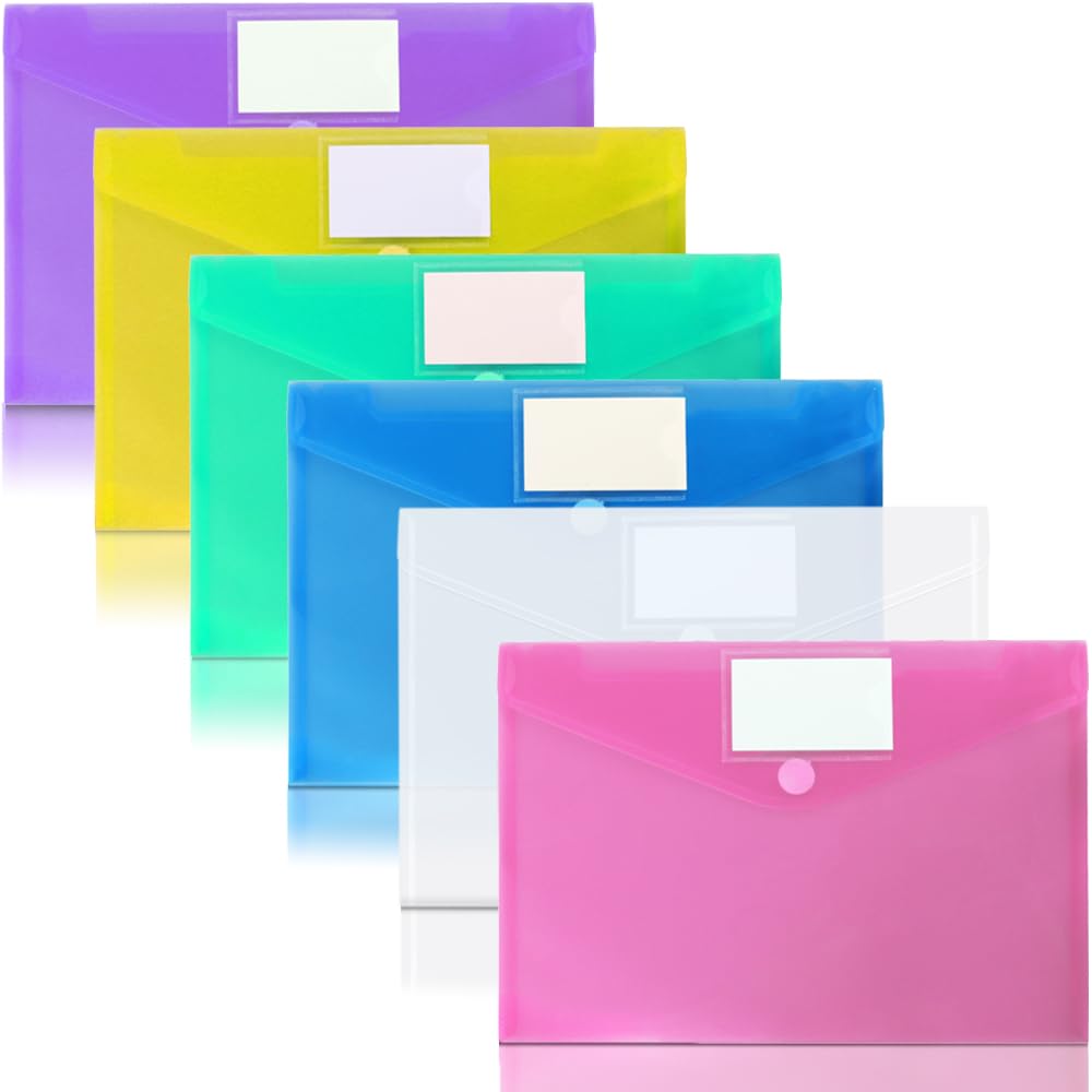 Snapklik.com : OUTYLTS 6 Pack Plastic Poly Filing Envelopes, Clear ...