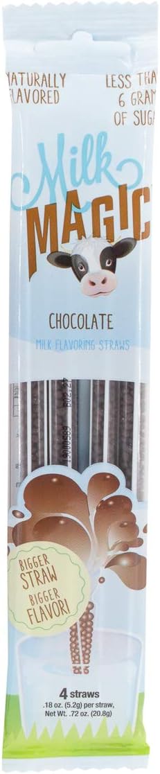 Amazon.com: Milk Magic Chocolate Flavor Straws, Single 4ct Package ...