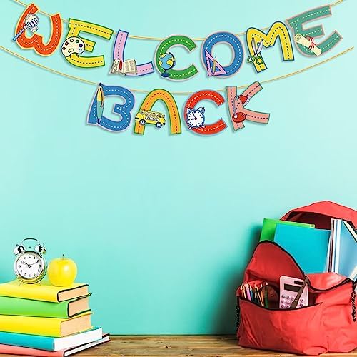 Amazon.com: Glitter Back to School Banner and Colorful Glittery Pennant ...