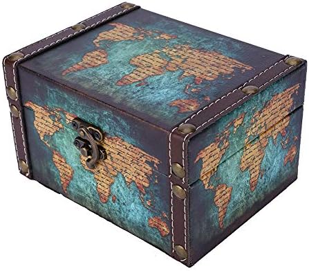 Amazon.com: Leopacat Wooden Storage Box,Treasure Chest World Map ...