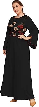 TOLEEN Women's Plus Size Middle Eastern Style Dress Rose Maxi Dresses ...