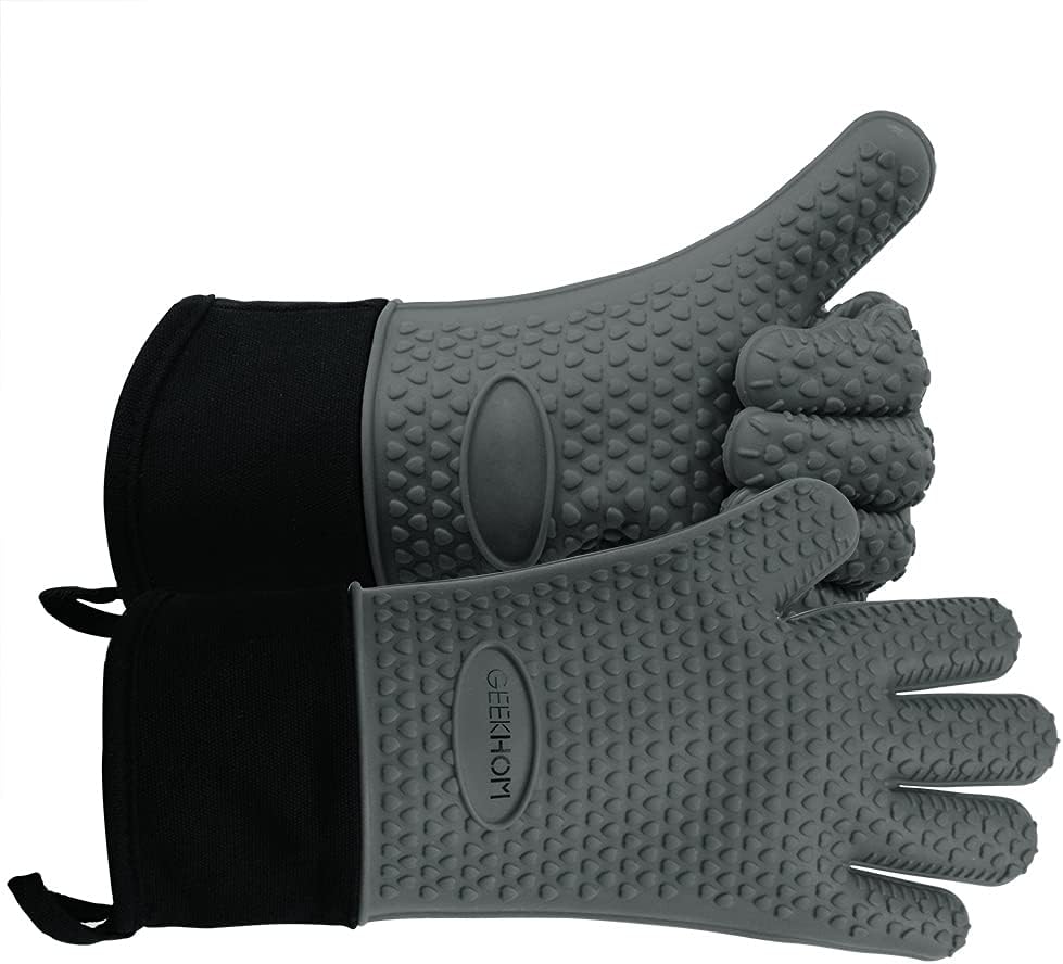 Amazon.com: BBQ Gloves Extreme Heat Resistant, Black Grilling Gloves ...