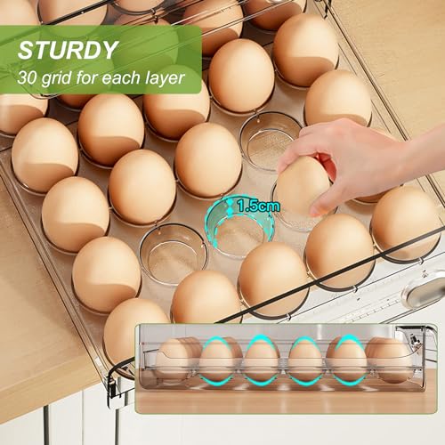 Snapklik.com : 60 Count Eggs Drawer For Refrigerator Organizer Bins - Eggs Container For ...