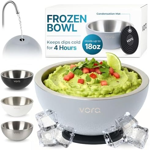 Amazon.com | Vora 18oz Dip Chiller Bowl | Iced Grey Stainless Steel ...