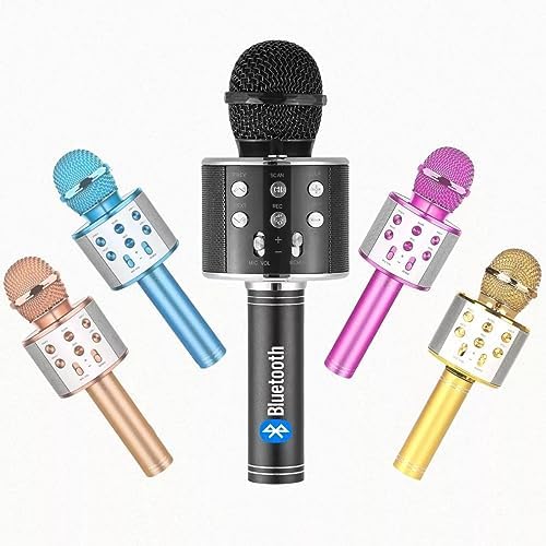 huxspoo Microfone de karaokê Bluetooth sem fio, recarregável para ...